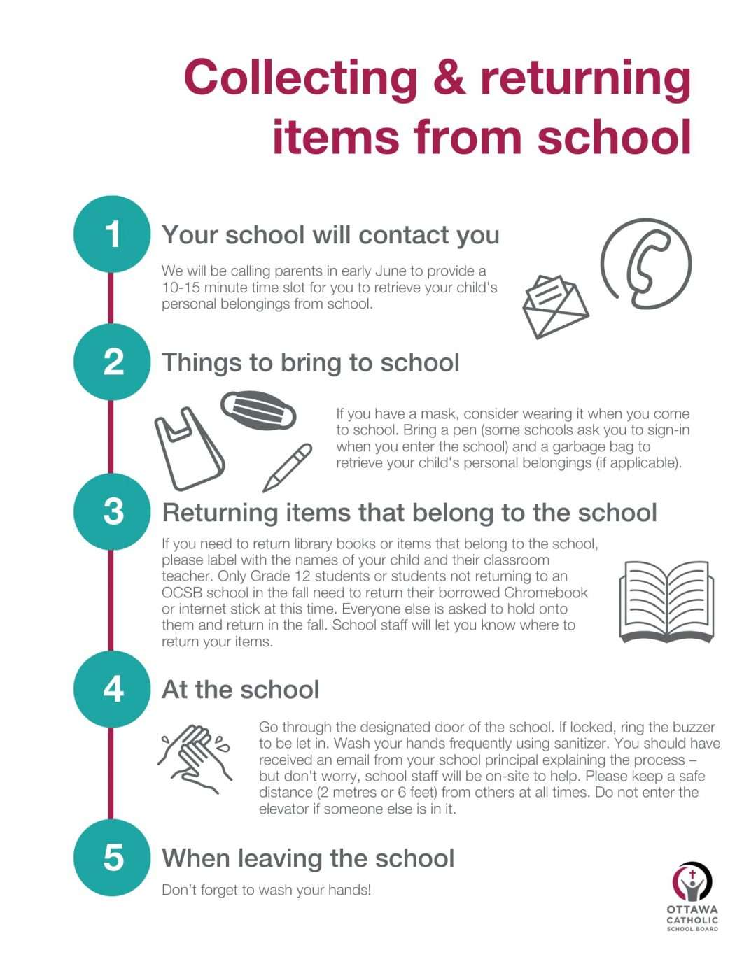 Collecting & Returning Items from School – The Ottawa Catholic School Board