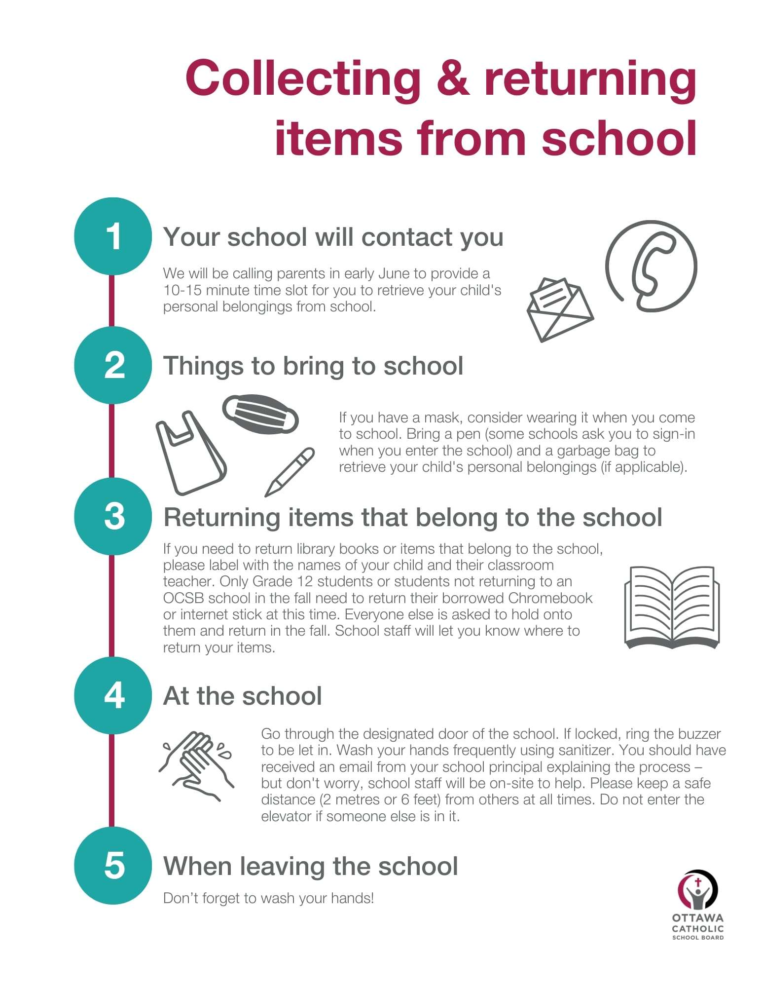 Collecting & Returning Items from School – The Ottawa Catholic School Board